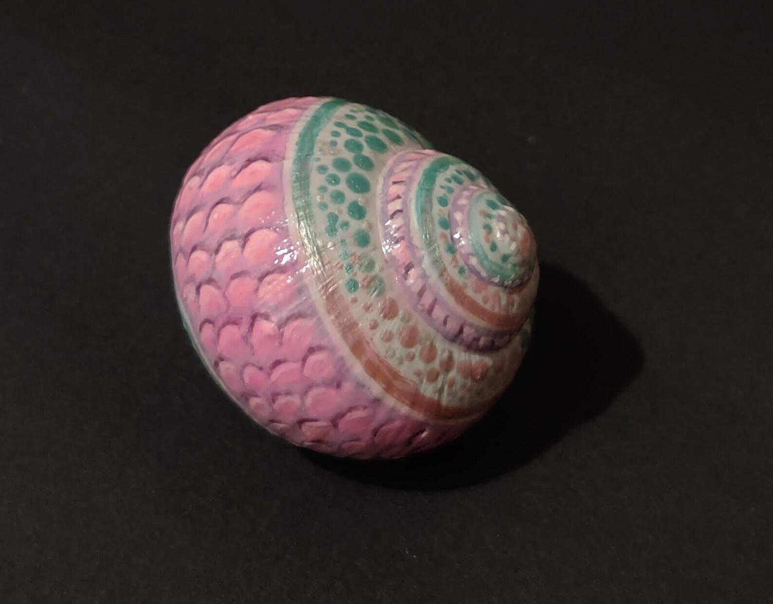 Scaly Snail Shell Pink, Hand-painted Terrestrial Snail Shell, Cruelty ...