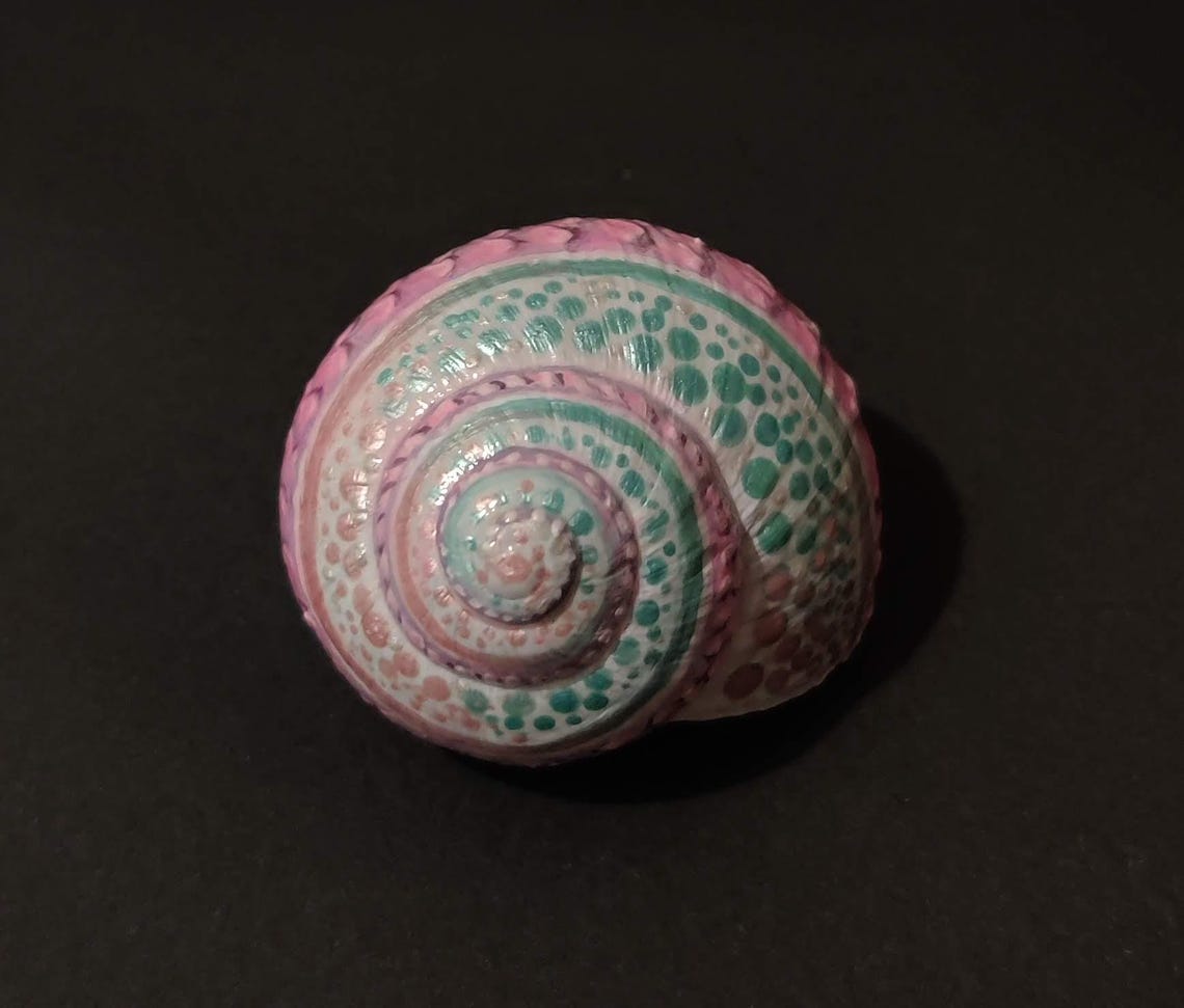 Scaly Snail Shell Pink, Hand-painted Terrestrial Snail Shell, Cruelty ...