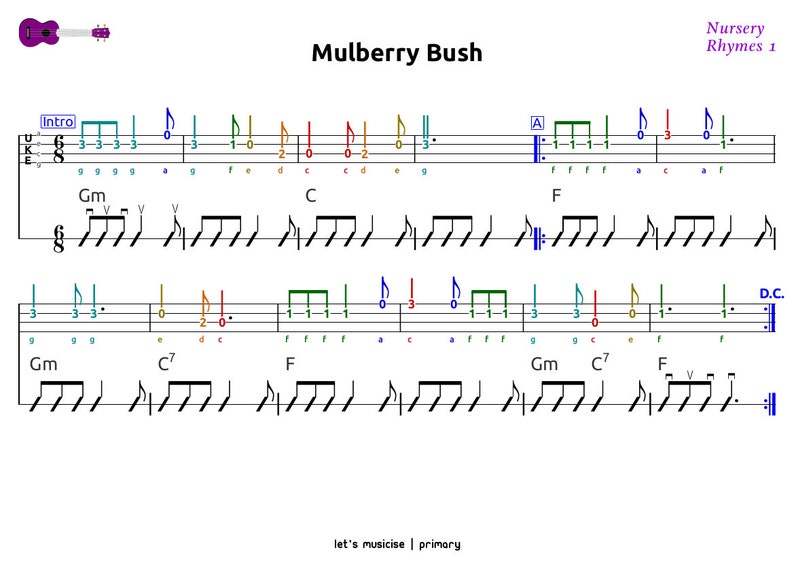 Nursery Rhymes for Left-handed Ukulele Primary School Classroom or ...