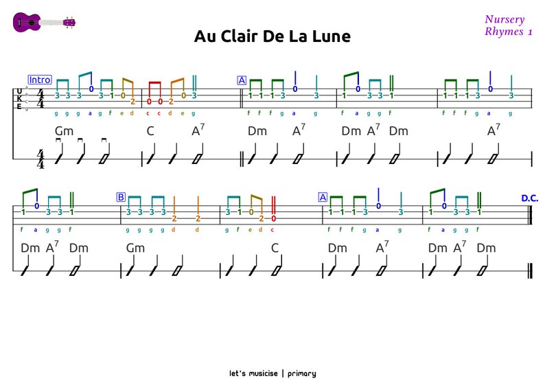 Nursery Rhymes for Left-handed Ukulele Primary School Classroom or ...