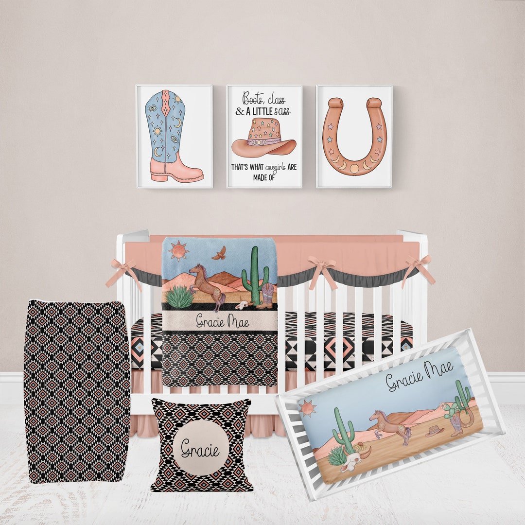 Western Crib Bedding Set, Baby Girl Crib Bedding Set, Cowgirl Nursery ...
