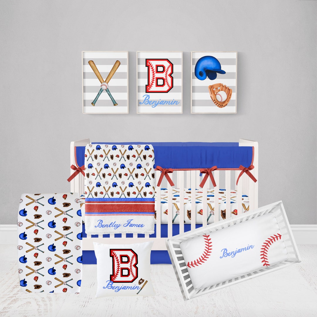 MINI Baseball Crib Bedding Set, Boy Mini Crib Bedding, Personalized ...