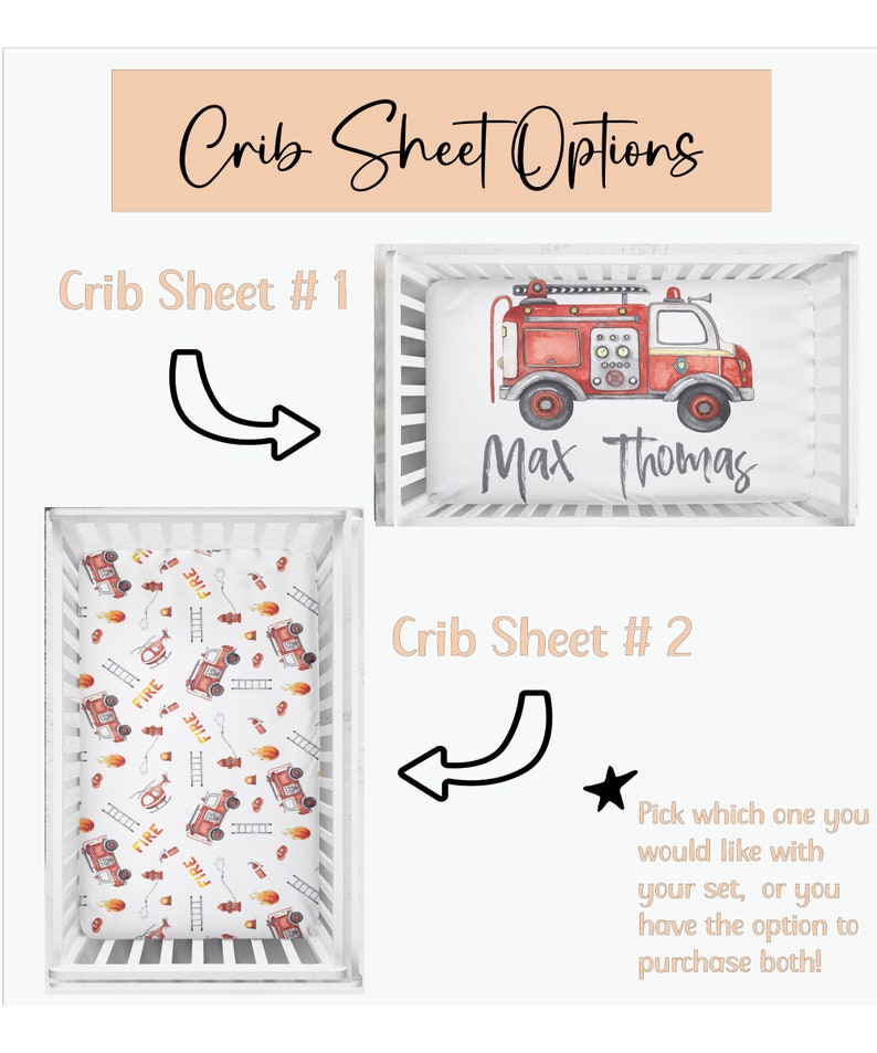 MINI Firefighter Crib Bedding, Boy Mini Crib Bedding Set, Firefighter ...