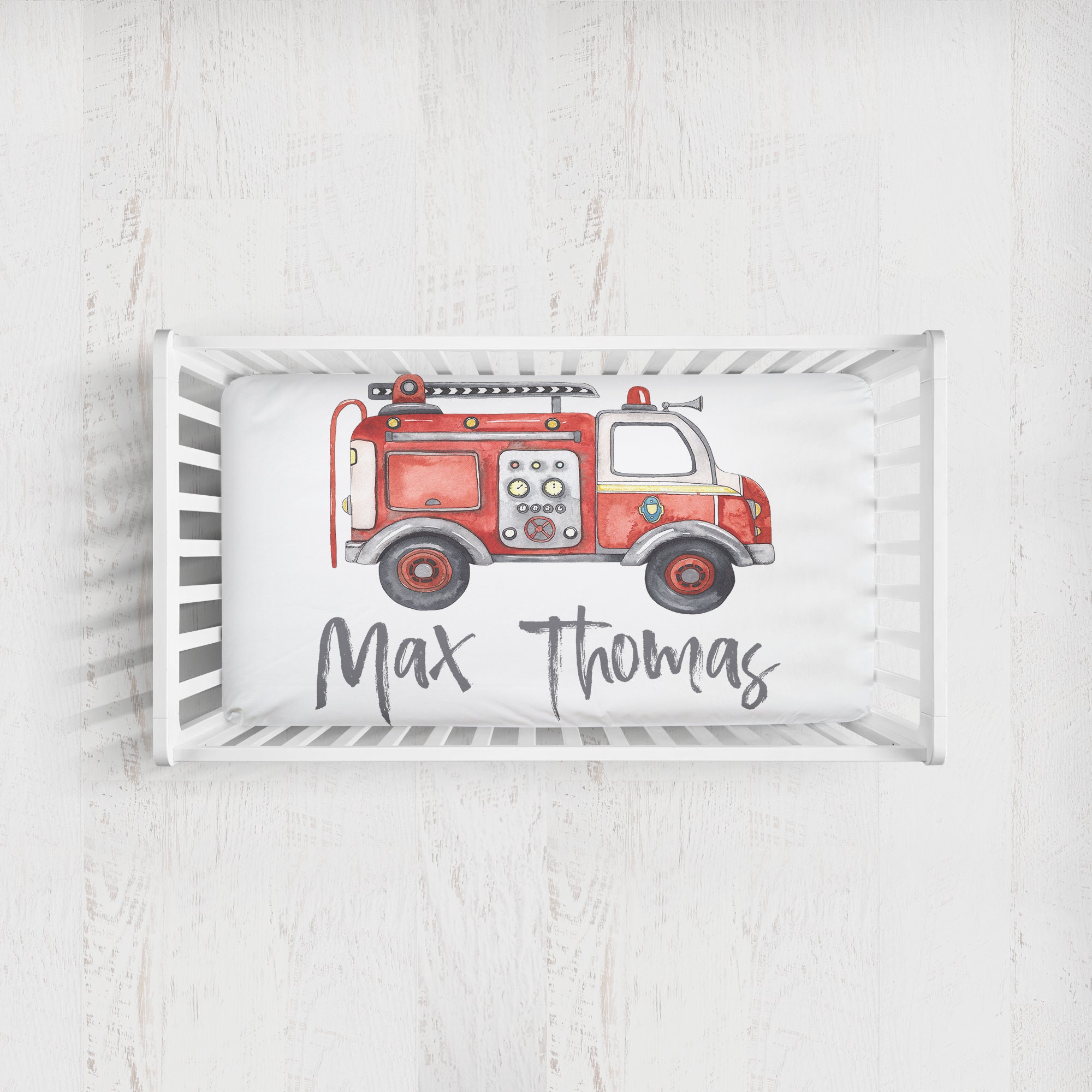 MINI Firefighter Crib Bedding, Boy Mini Crib Bedding Set, Firefighter ...