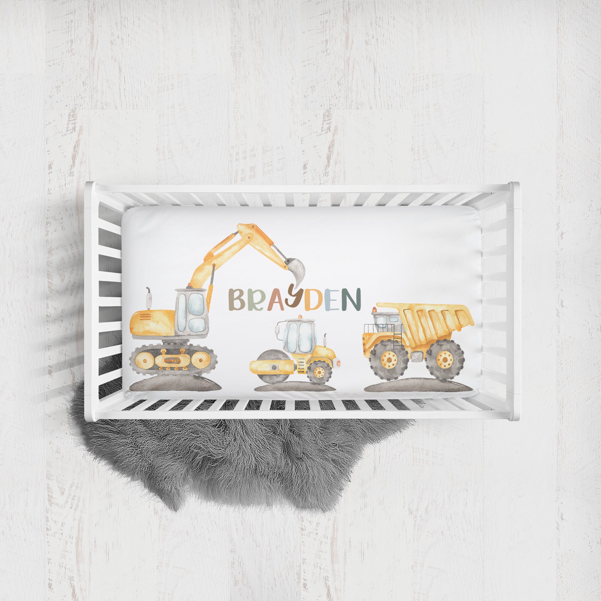 Construction Vehicles Crib Set, Construction Crib Bedding, Baby Boy ...