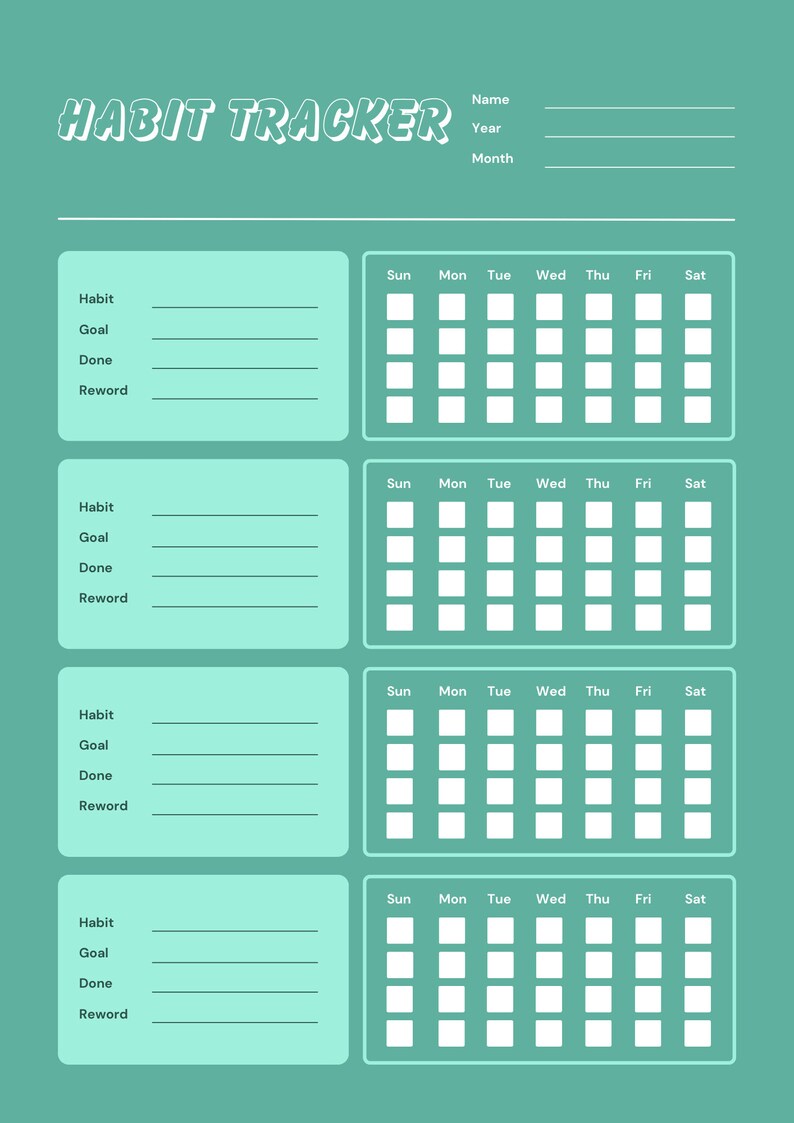 Habit Tracker Digital Template/ Printable Template Planner - Etsy