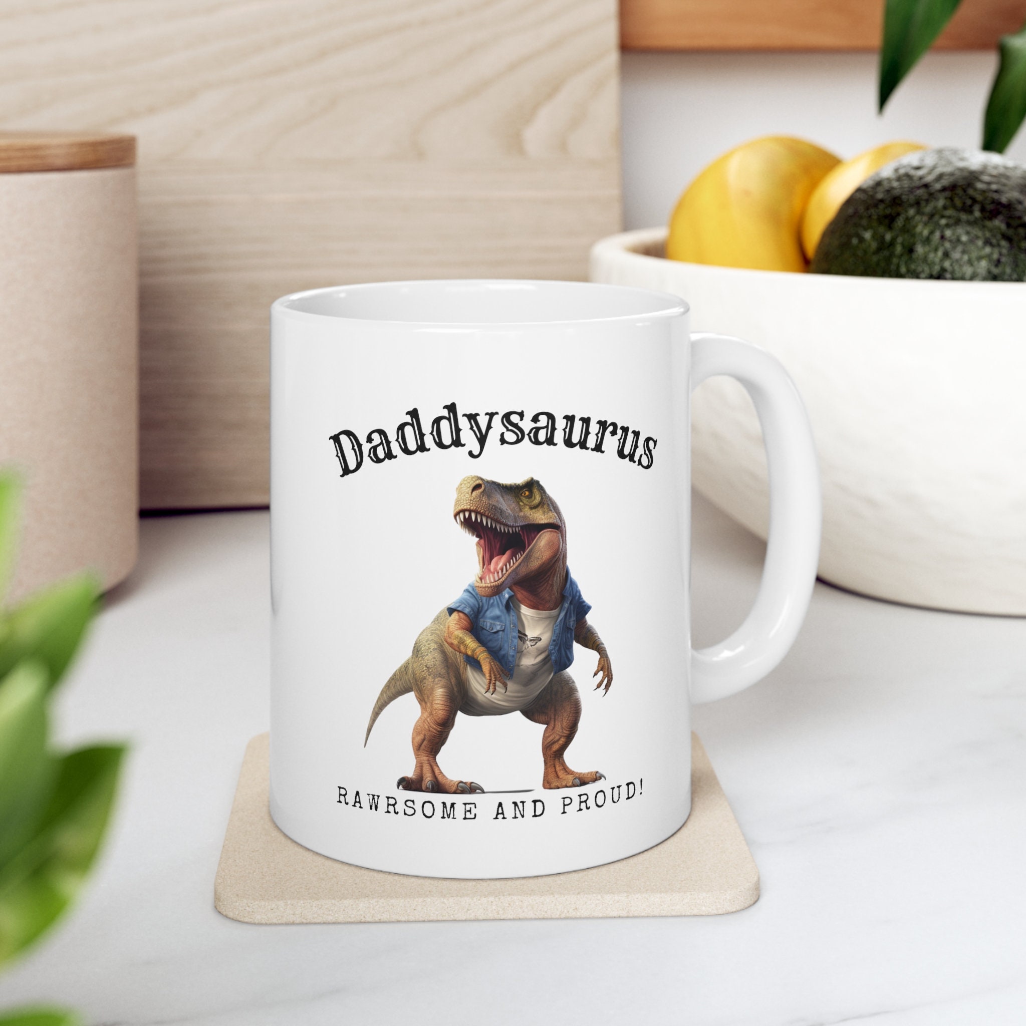 Daddysaurus Mug, Cool Dad Gift for Father's Day, Gift for Dinosaur ...