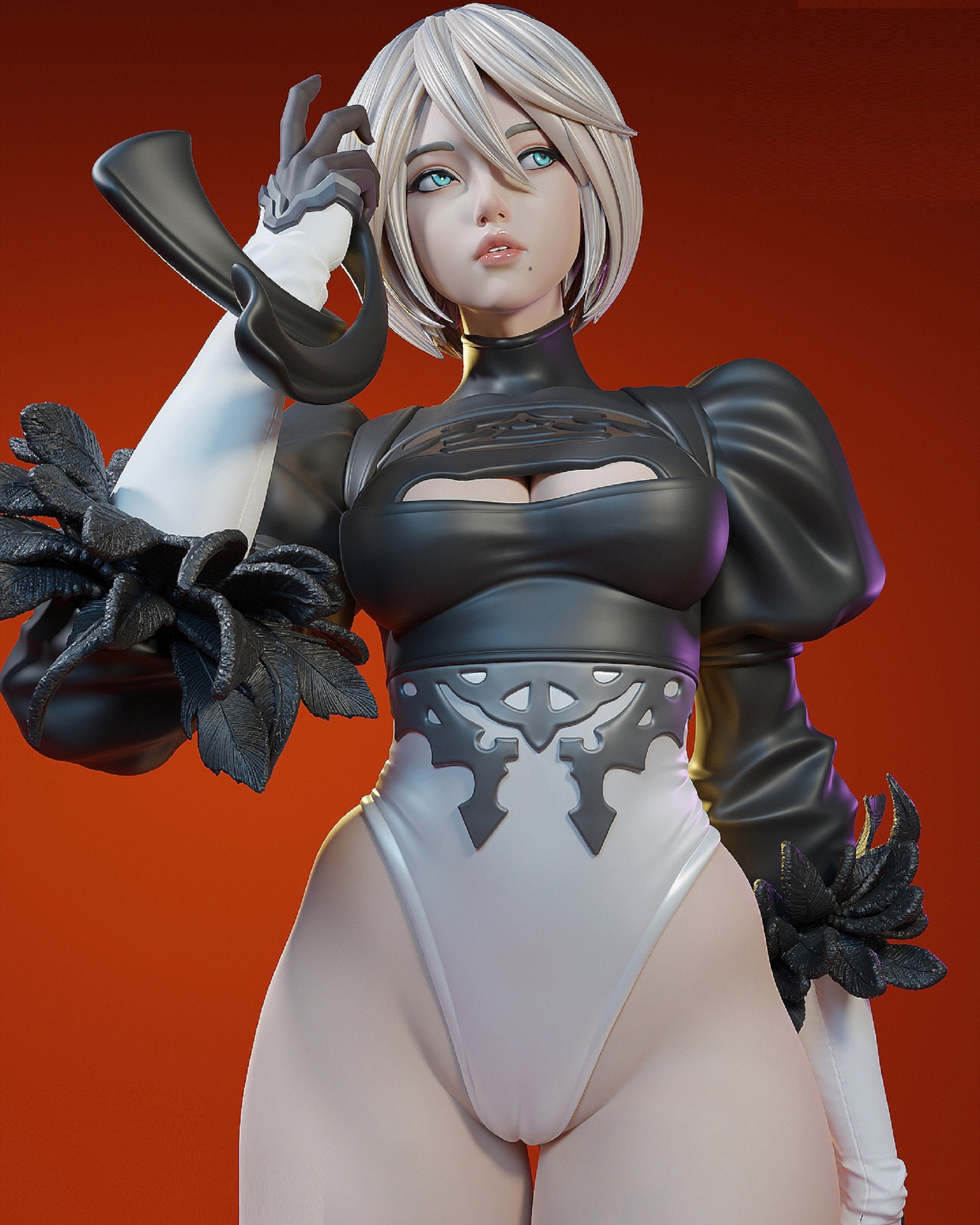 2b_nier_automata_fan Art/sculpture Unpainted or Fully Painted scale to Choose - Etsy