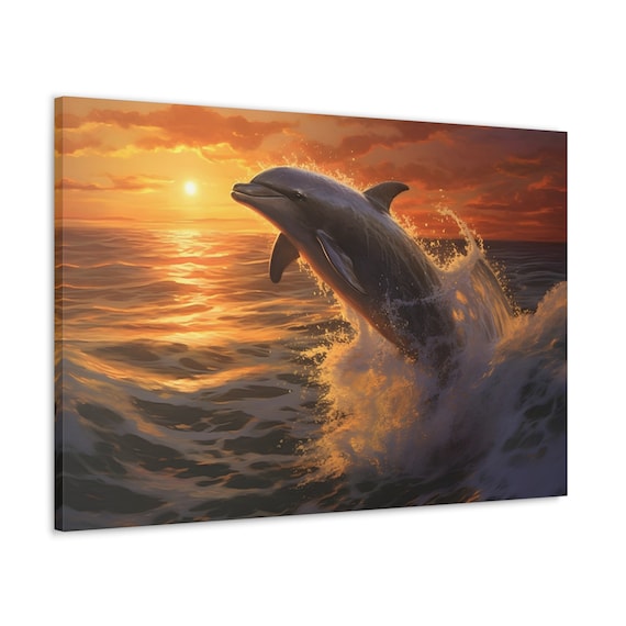 Dolphin Jumping In Sunset