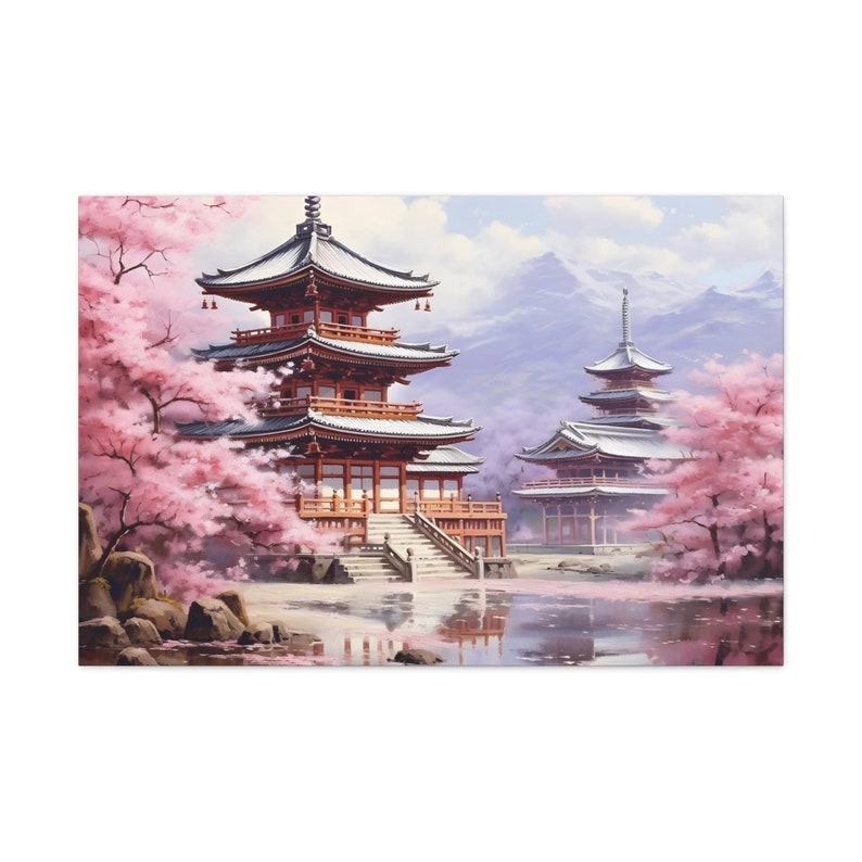 Cherry Blossom Season in Kyoto Japan Oil Painting Style Canvas - Etsy