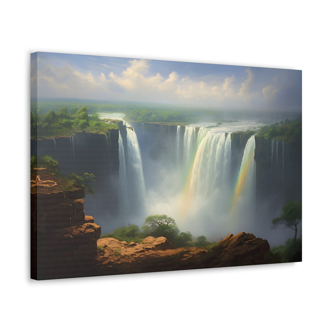 Victoria Falls Oil Painting Style Canvas Print - Etsy