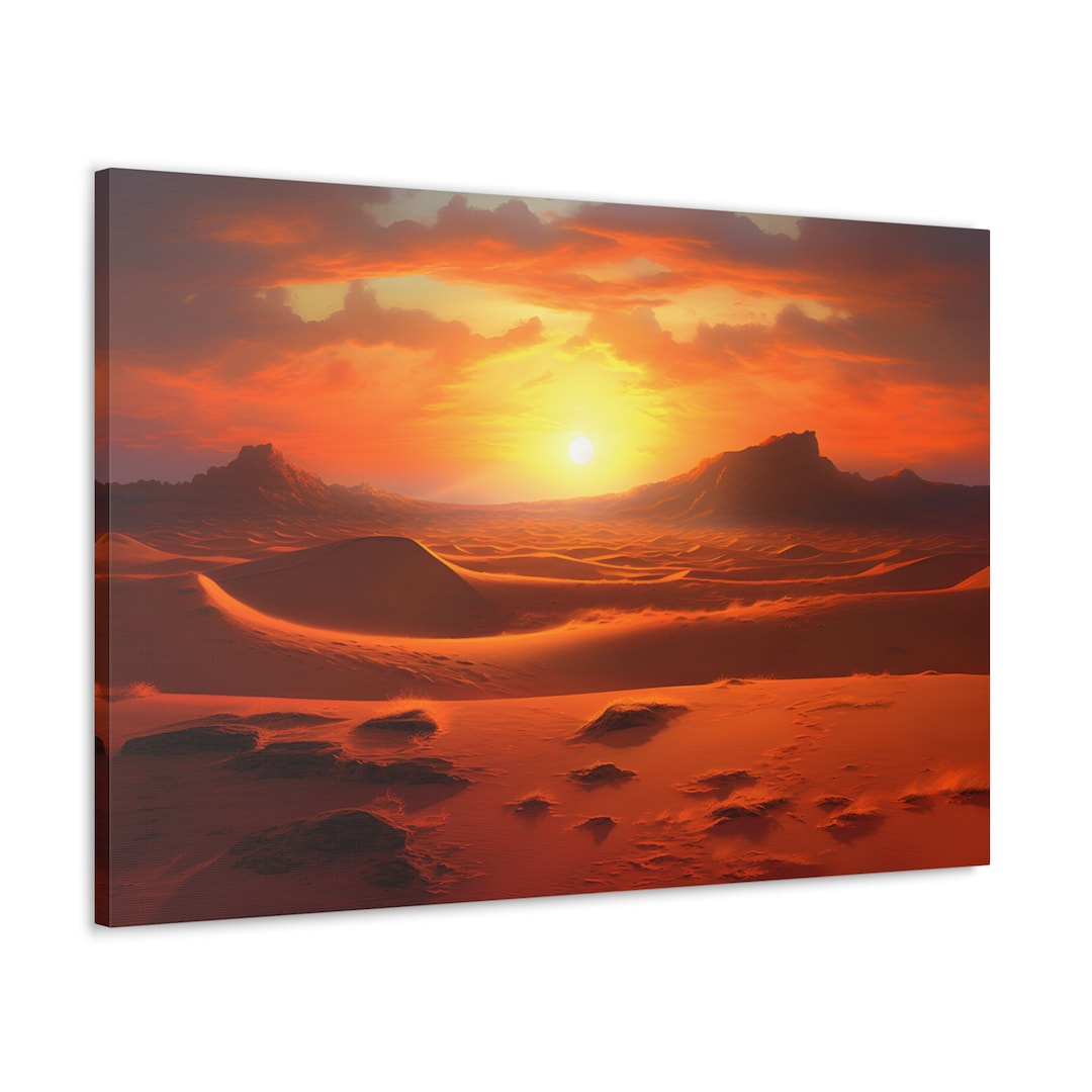 Sahara Desert Sunset Oil Painting Style Canvas Print - Etsy