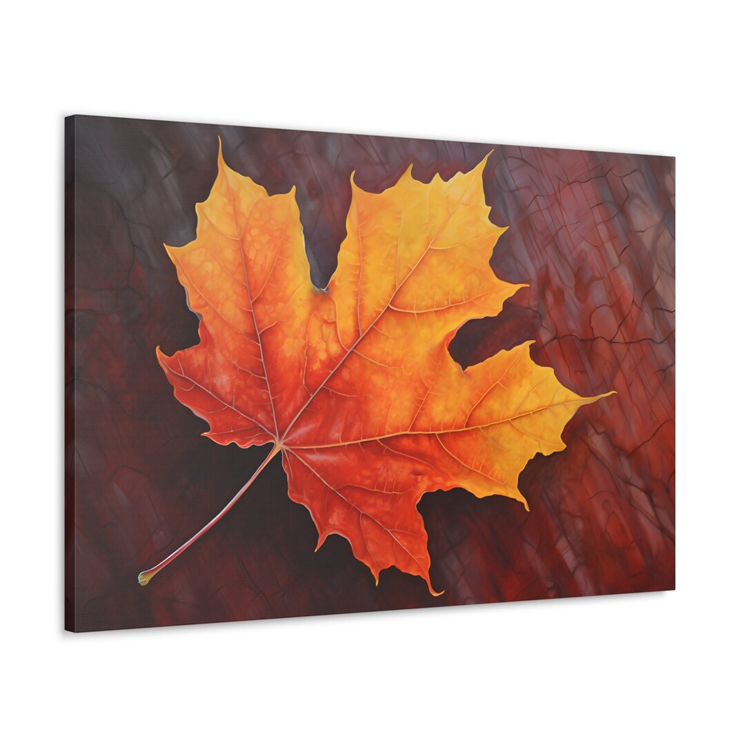 Maple Leaf Oil Painting Style Canvas Print Wall Art Home Decor Office ...