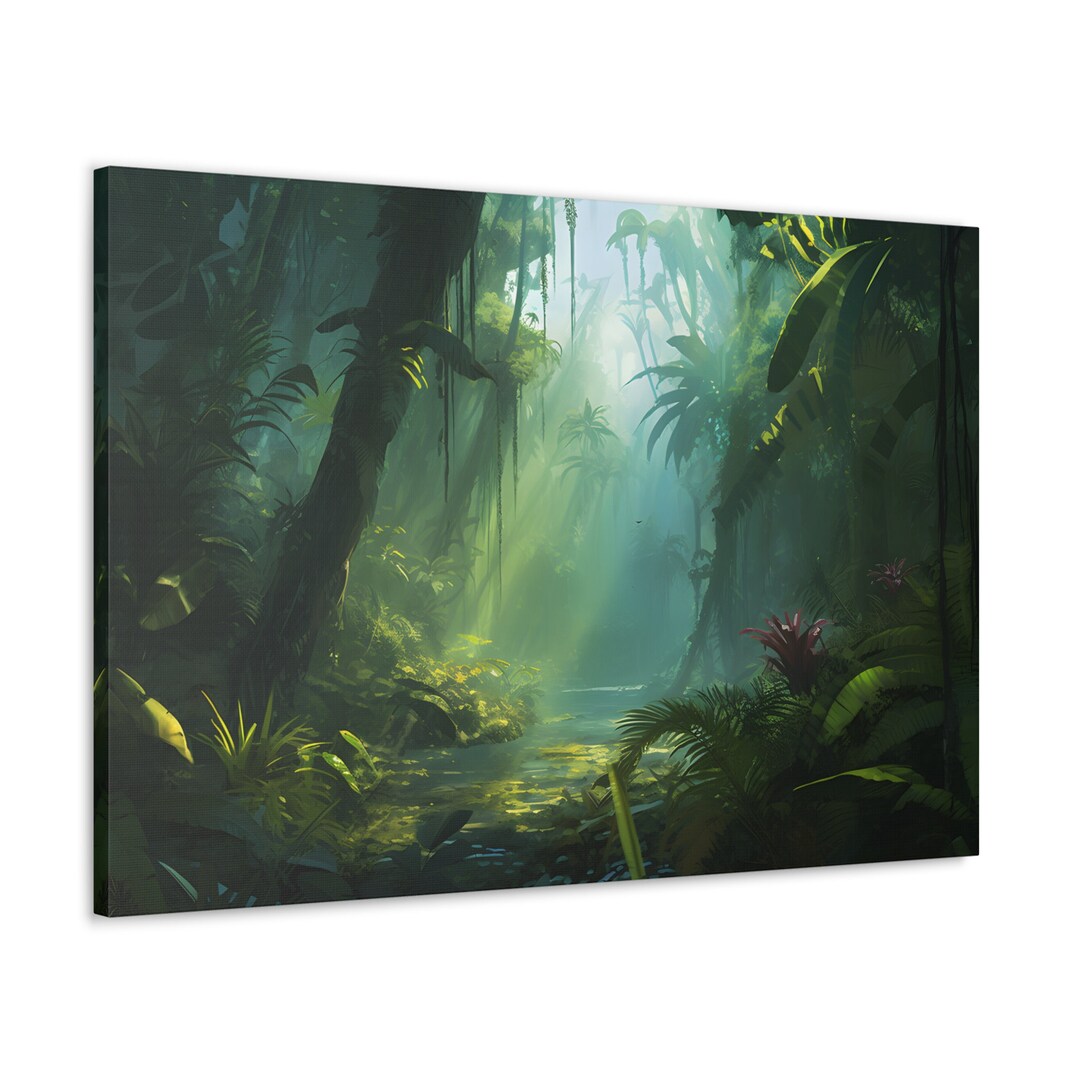 Realistic Rainforest Oil Painting Style Canvas Print Home Office Decor ...