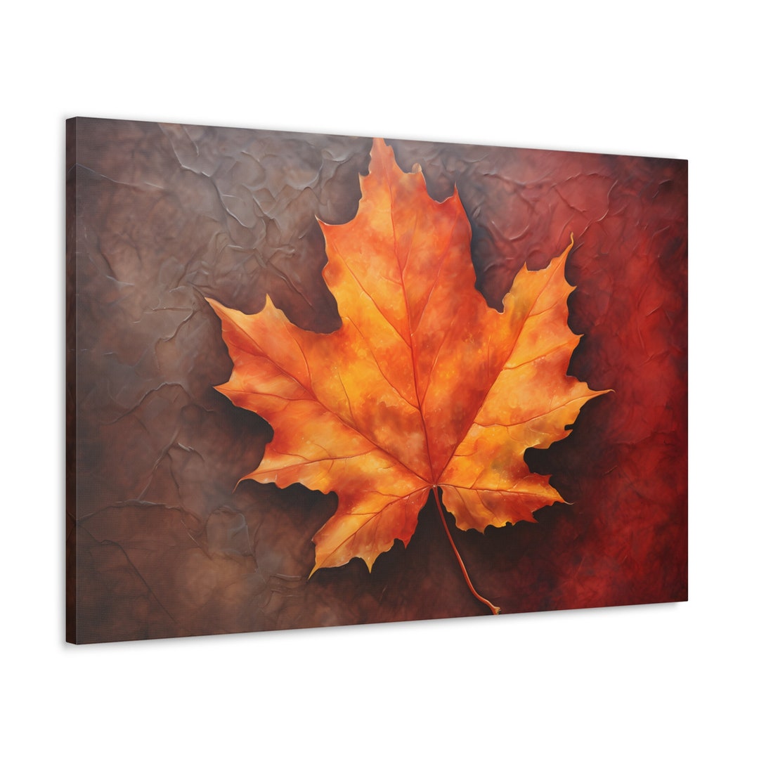 Photo Maple Leaf Oil Painting Style Canvas Print Wall Art Home Decor ...