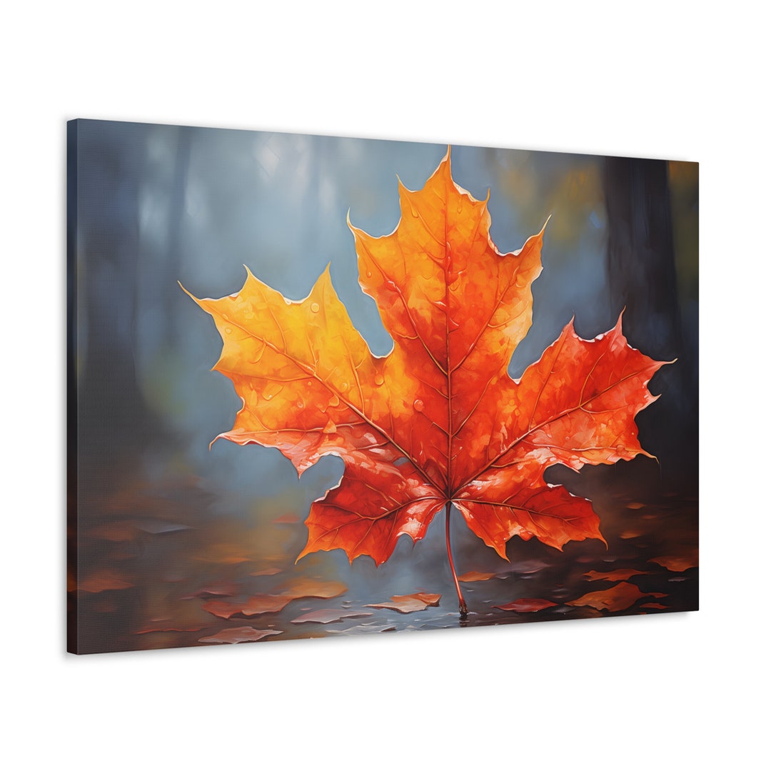 Maple Leaf Oil Painting Style Canvas Print Wall Art Home Decor Office ...