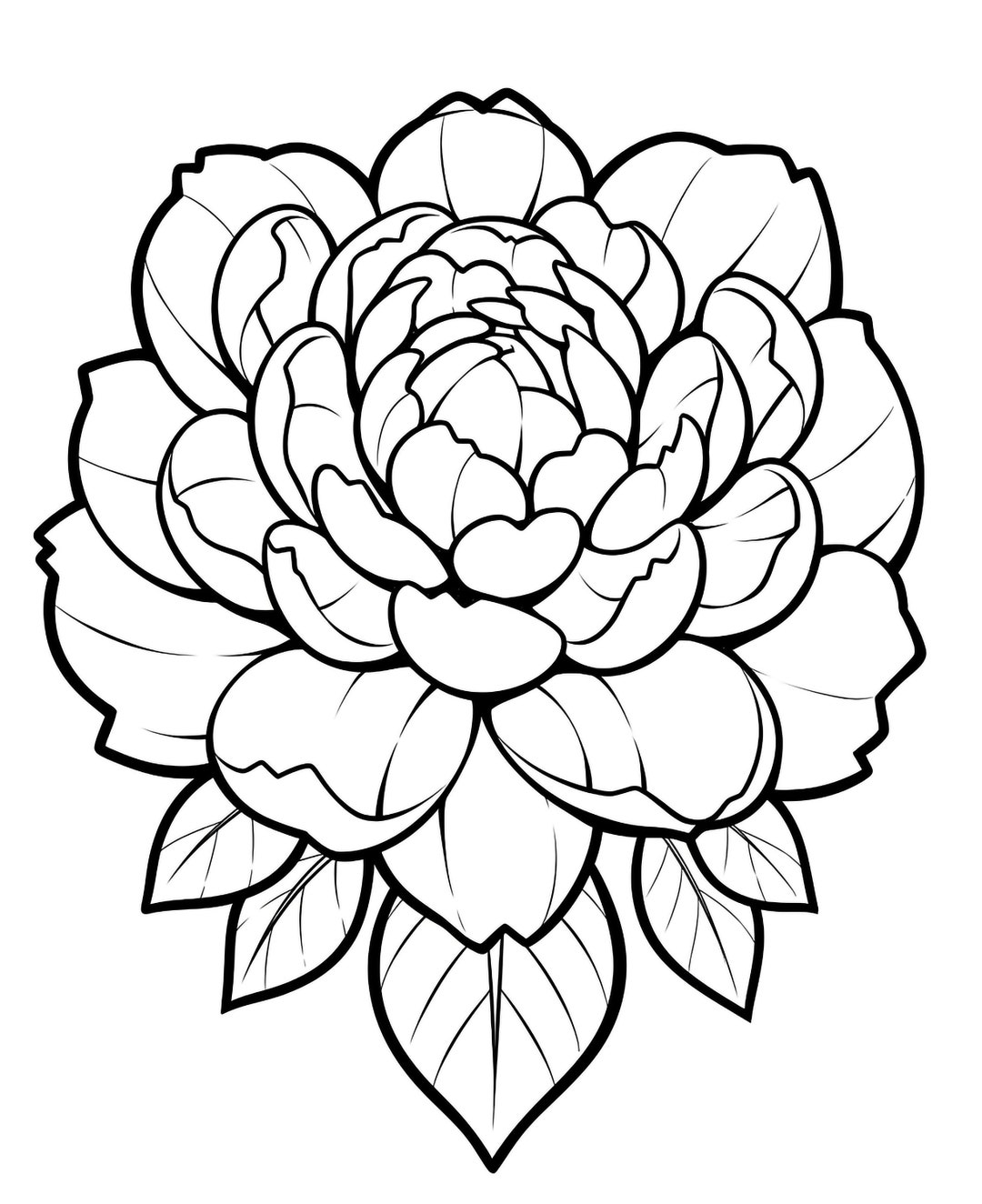 One Single Flower Coloring Sheet Coloring Sheet Adult Flower - Etsy