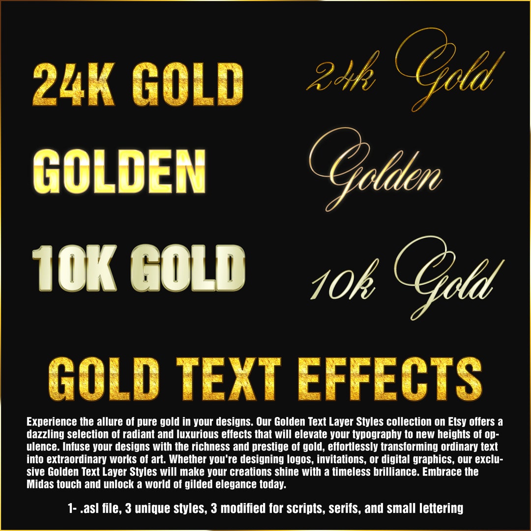 Luxurious Text Effects, Opulent Typography Styles, Metallic Text Styles ...