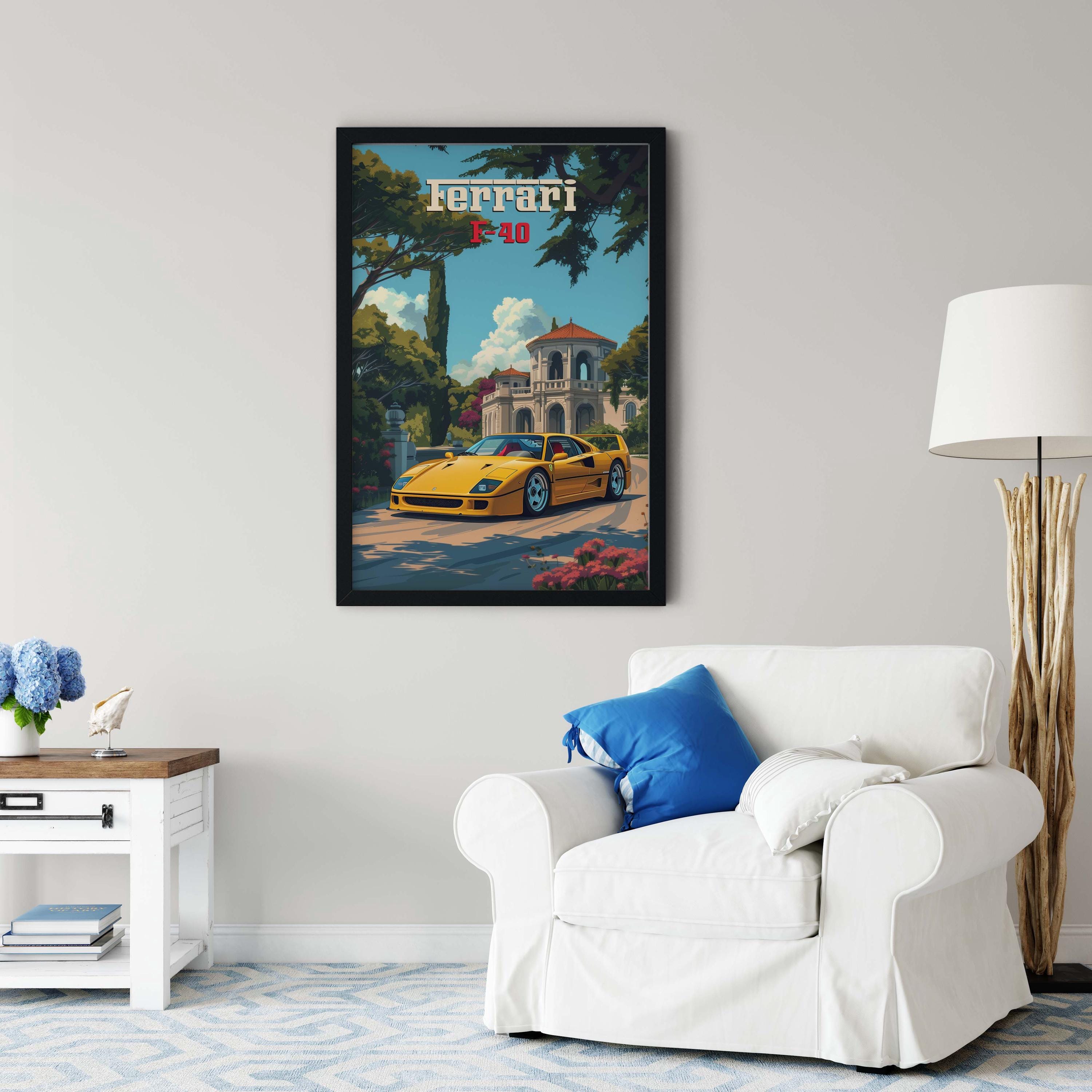 Ferrari F40 Poster, Framed Car Poster, Ferrari Wall Art, Car Guy Gift ...