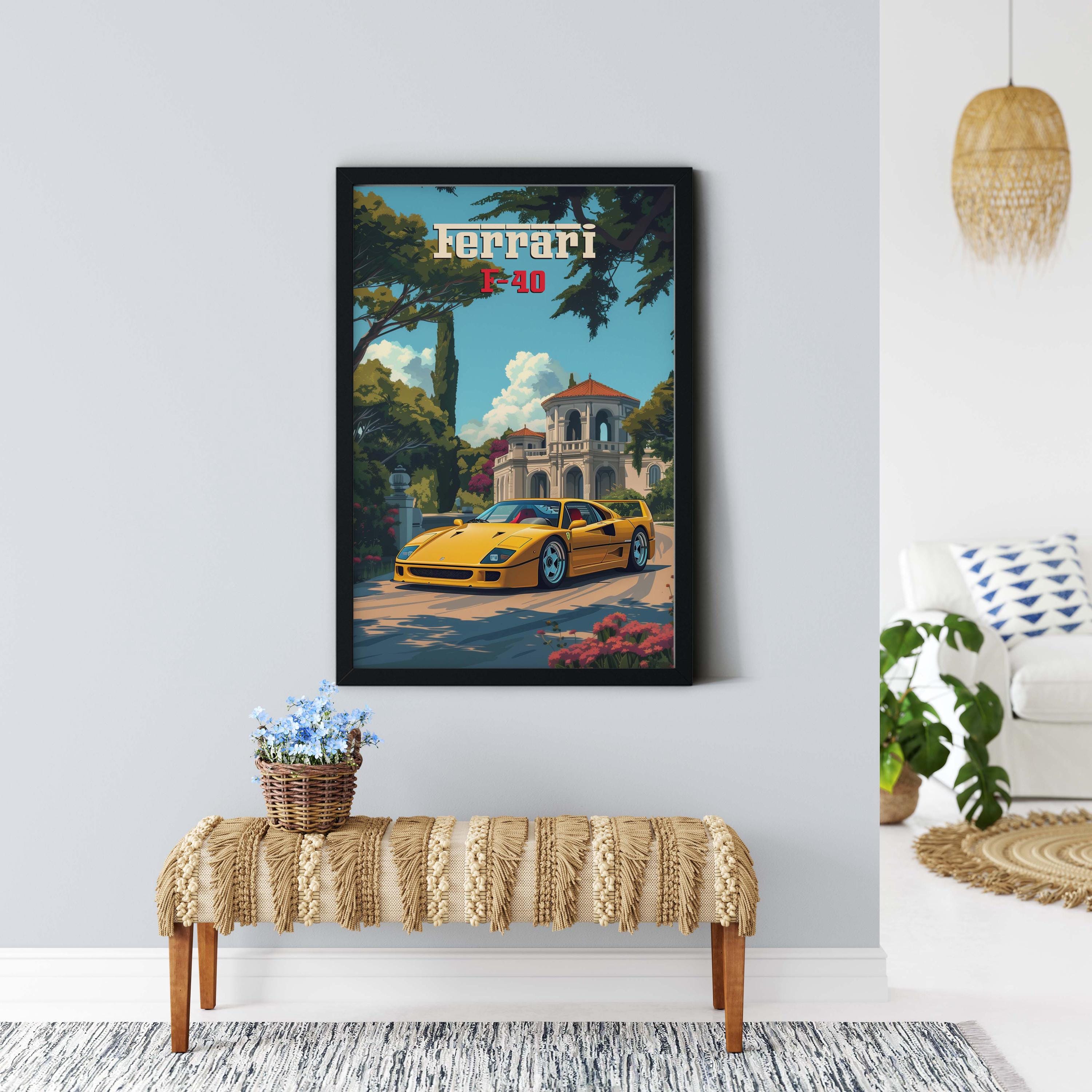 Ferrari F40 Poster, Framed Car Poster, Ferrari Wall Art, Car Guy Gift ...