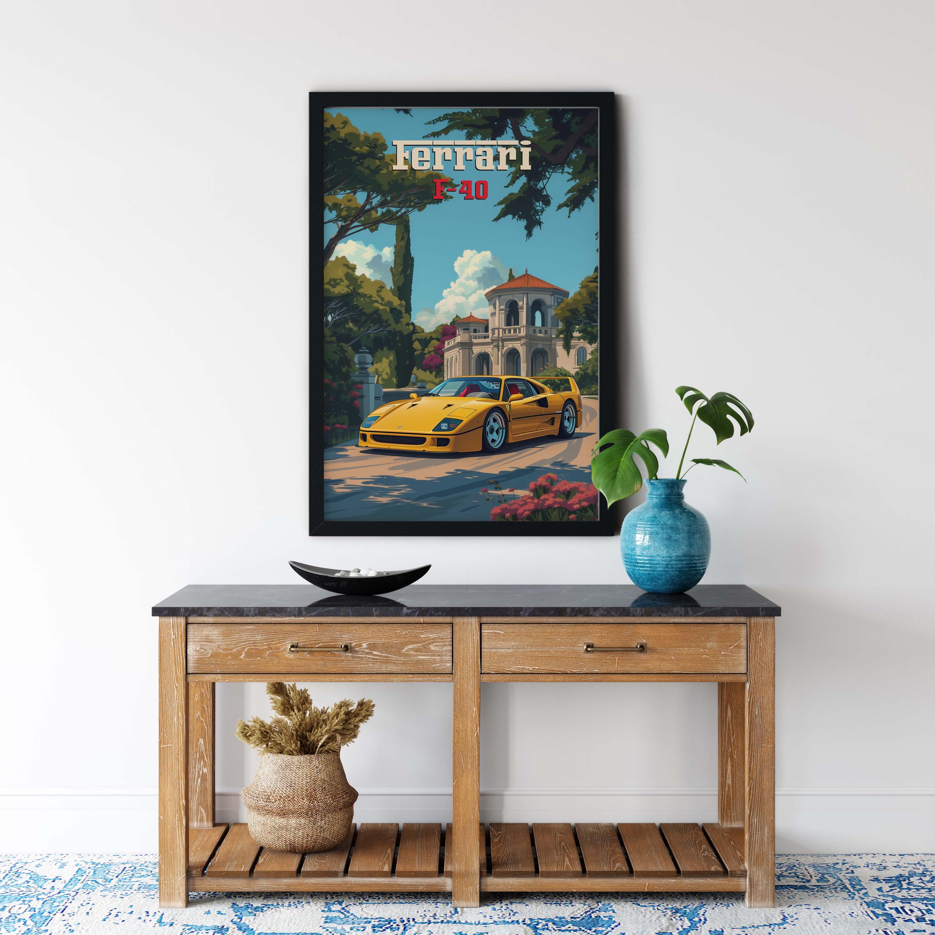 Ferrari F40 Poster, Framed Car Poster, Ferrari Wall Art, Car Guy Gift ...