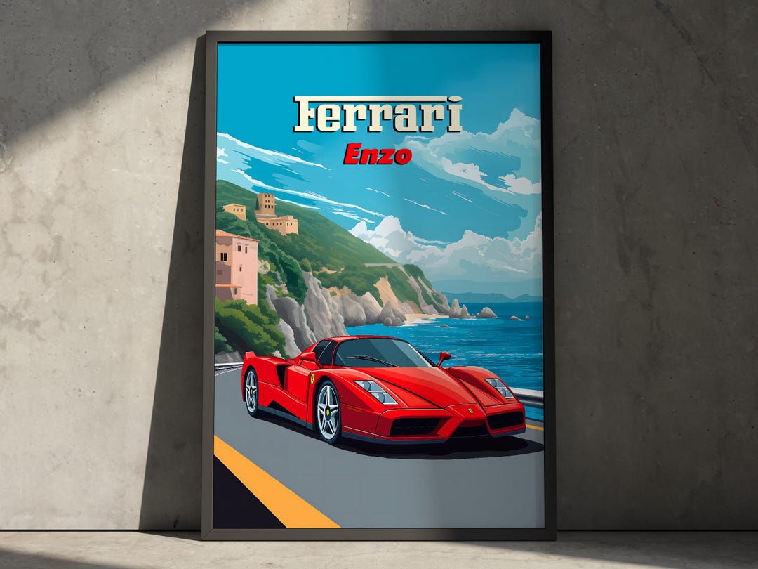 Ferrari Enzo Car Wall Art, Ferrari Poster, Ferrari Wall Art, Framed Car ...