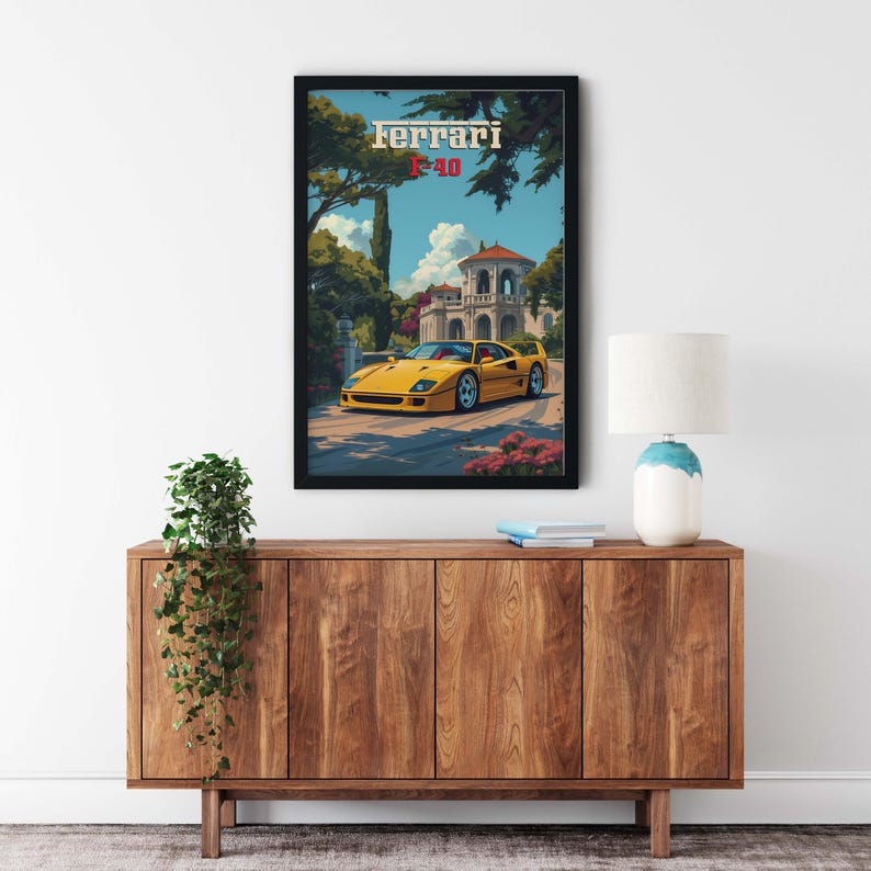 Ferrari F40 Poster, Framed Car Poster, Ferrari Wall Art, Car Guy Gift ...