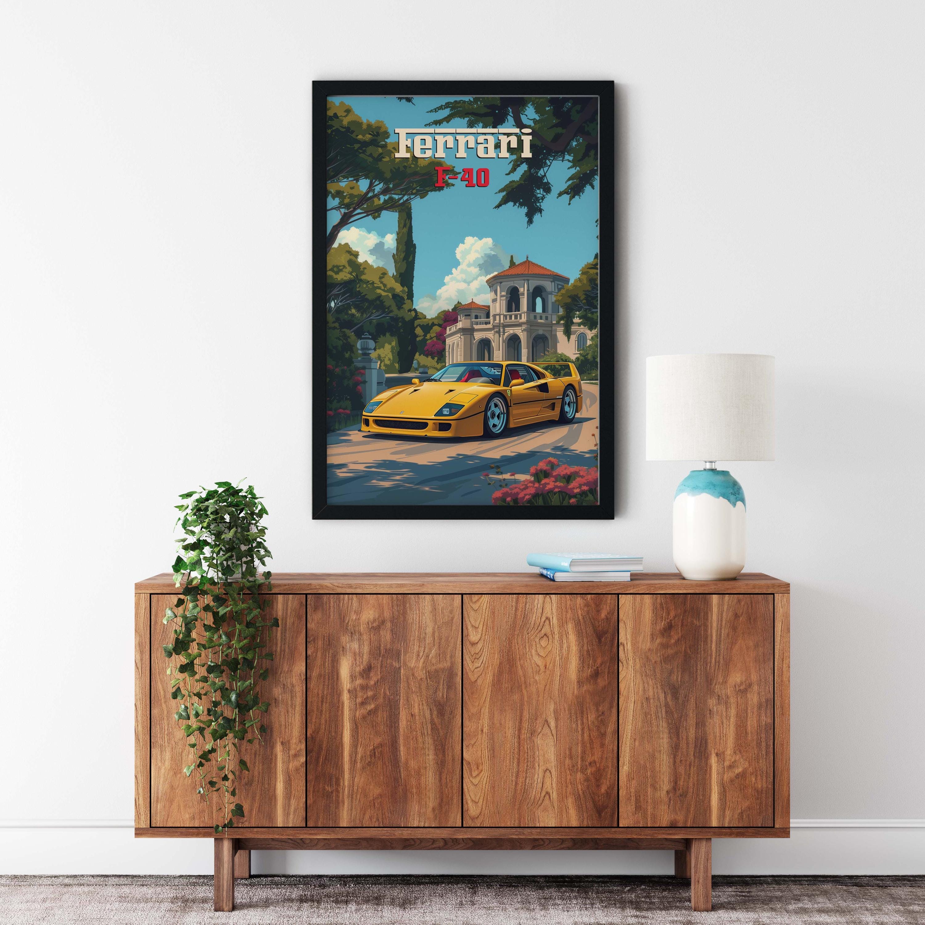 Ferrari F40 Poster, Framed Car Poster, Ferrari Wall Art, Car Guy Gift ...