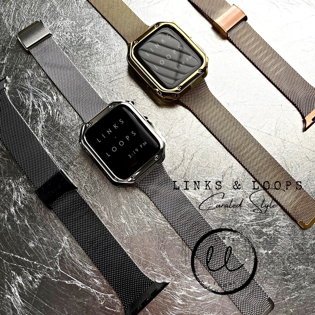 Slim Mesh Stainless Steel Band for Apple Watch 38mm 40mm 41mm 42mm 44mm ...