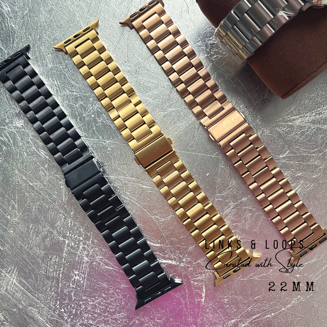 Classic Luxury Apple Watch Band 22mm Stainless Silver/gold/rose/black ...