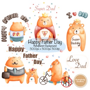 Father's Day Bear Clipart: PNG Graphics (digital Download) - Etsy