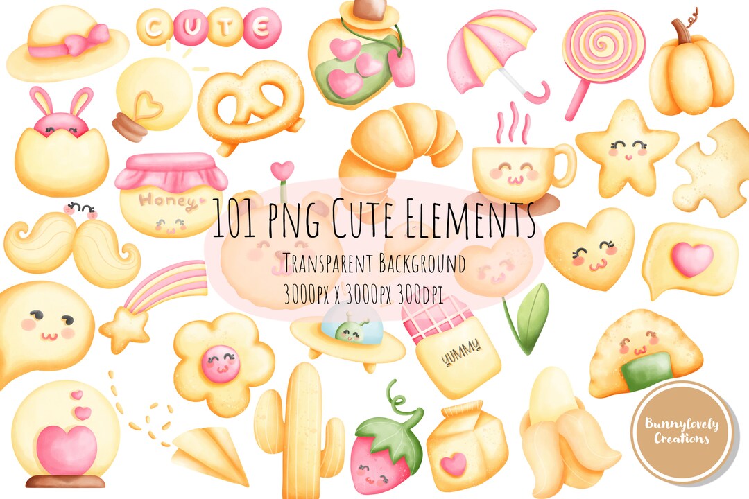 101 PNG Cute Elements, Yellow Elements, Elements for Decorate, Cute ...