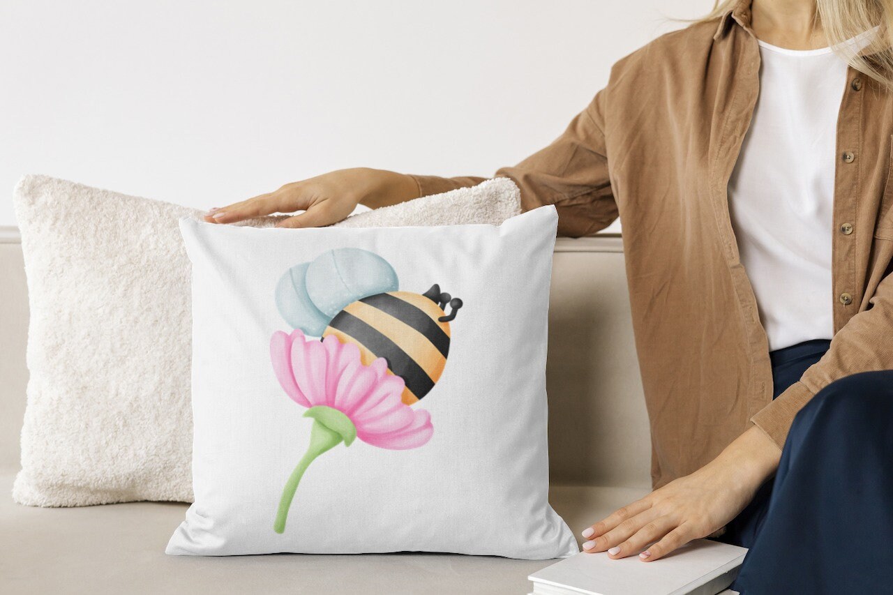 Valentine Bee Clipart, Little Bee Clipart, Flower Clipart, Honey Bee ...