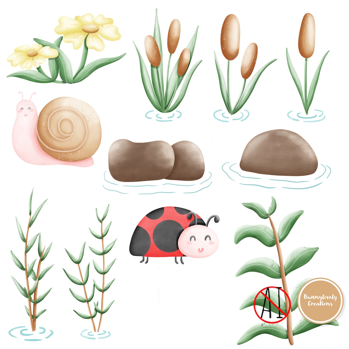 Cute Frog Clipart Set, Wetland Frogs (digital Download) - Etsy