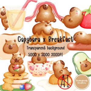 Cute Capybara X Breakfast Clipart, Capybara PNG, Digital Download. - Etsy