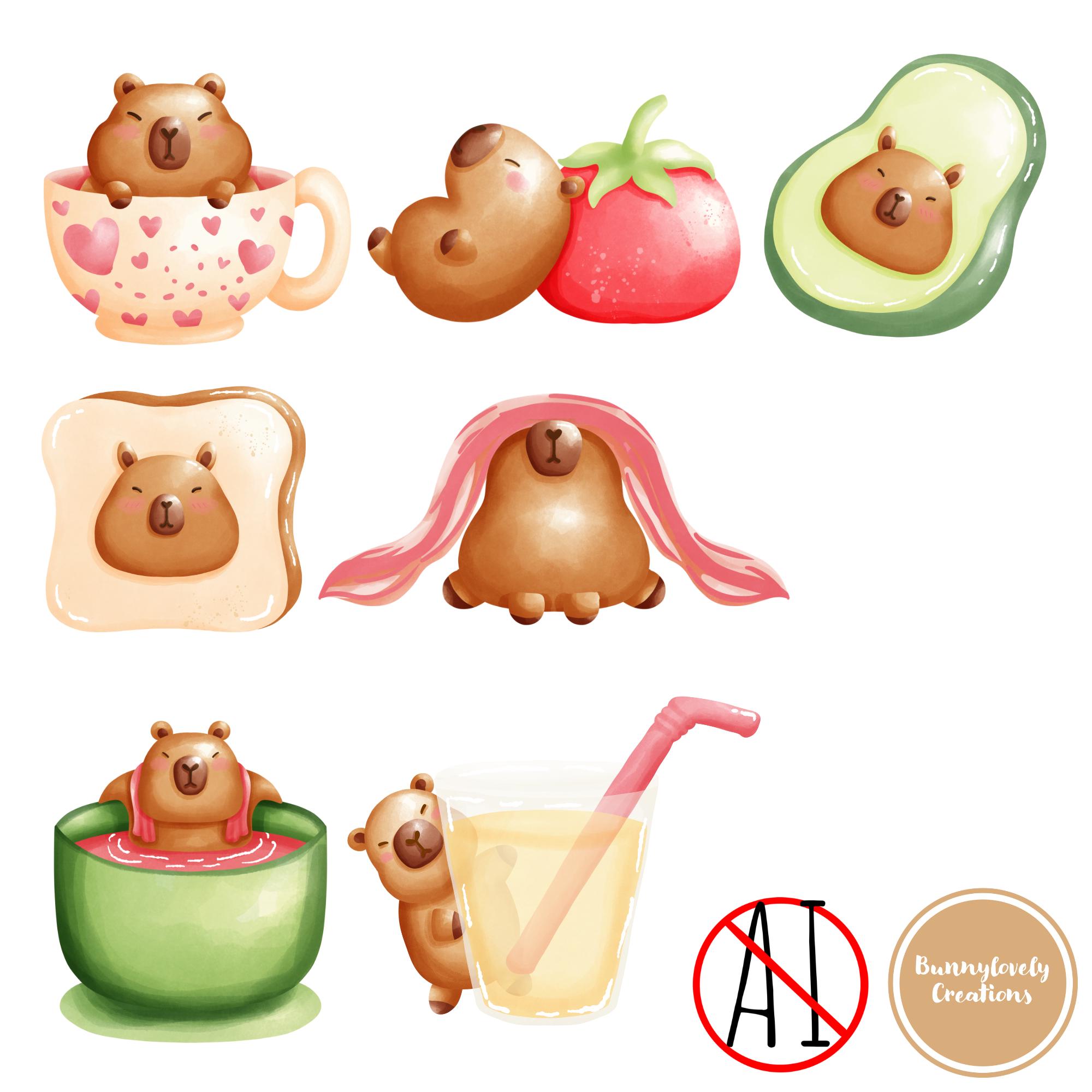Cute Capybara Breakfast Clipart, Capybara PNG (digital Download) - Etsy
