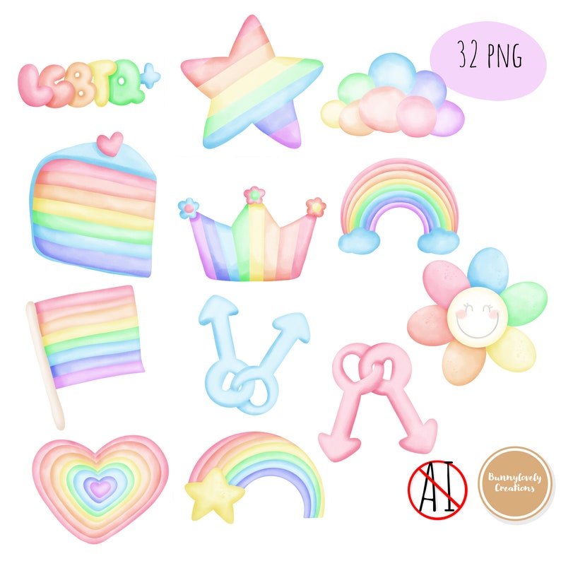 Pride Month Clipart, LGBTQ Pride Rainbow Clipart, Pride Digital ...