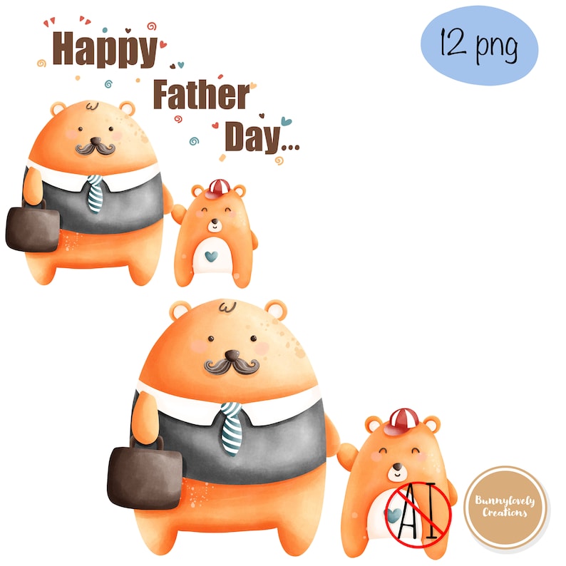 Father's Day Bear Clipart: PNG Graphics (digital Download) - Etsy