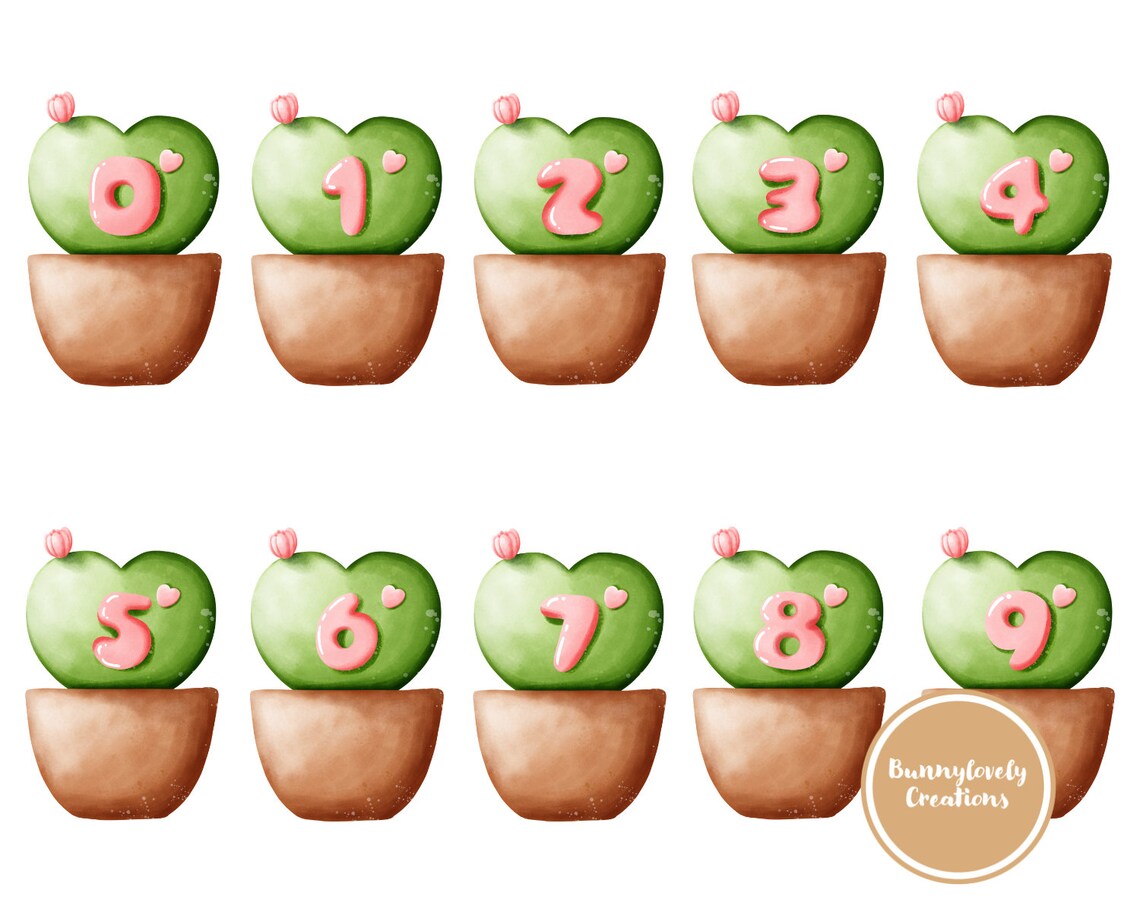 Number and English Alphabet on Cactus Clipart, English Clipart Bundle ...