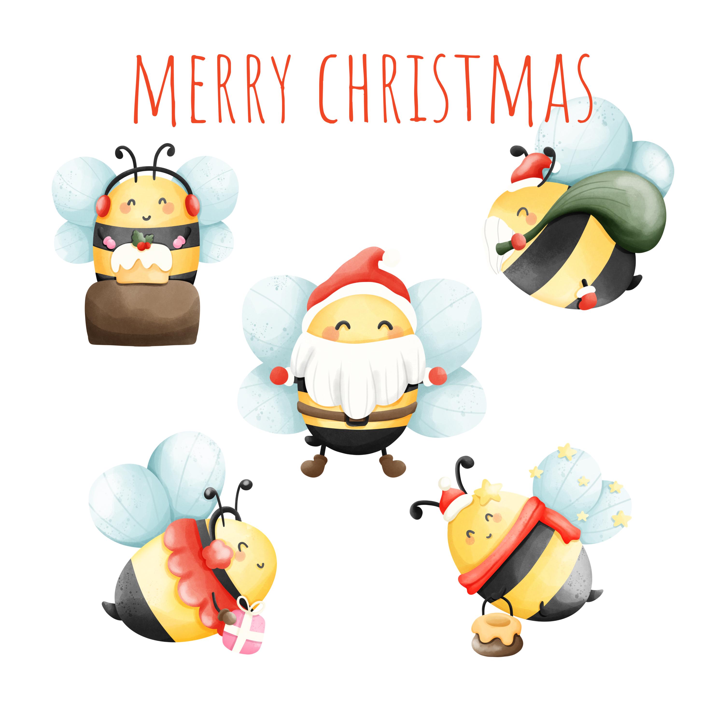 Christmas Bee Clipart, Bee Christmas Clipart, Santa Bee Clipart ...