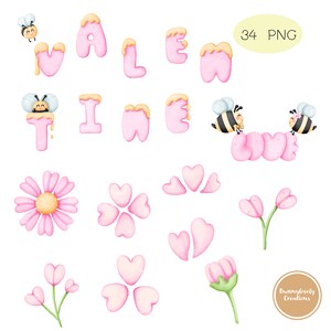 Valentine Bee Clipart, Little Bee Clipart, Flower Clipart, Honey Bee ...