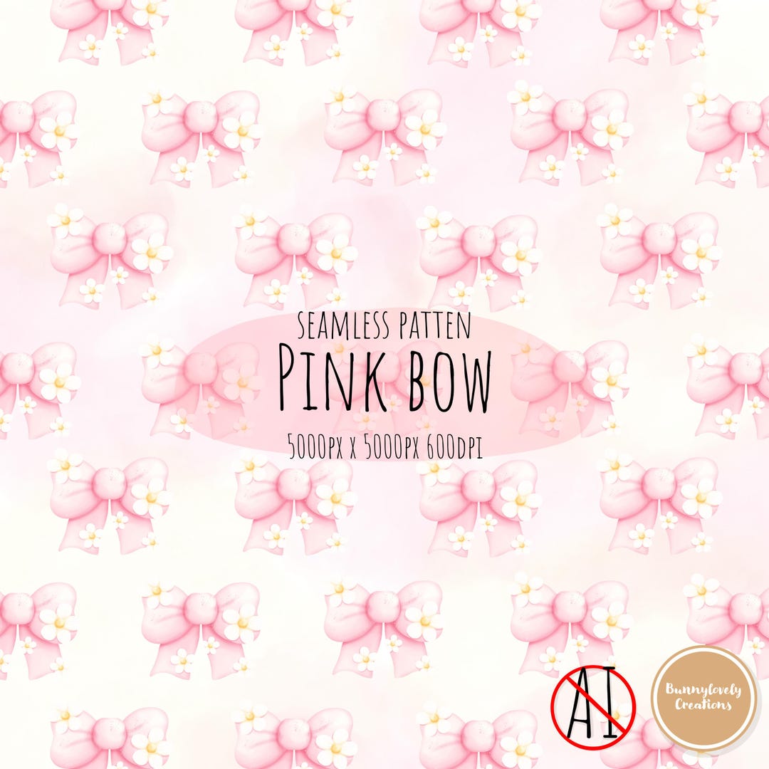 Pink Bow Pattern, Pink Bow Digital, Pink Bow Seamless Pattern, Digital ...
