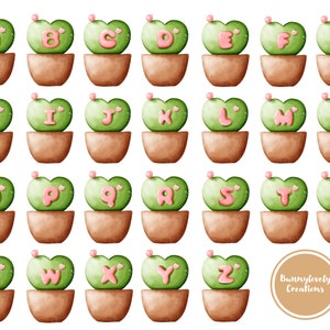 Number and English Alphabet on Cactus Clipart, English Clipart Bundle ...
