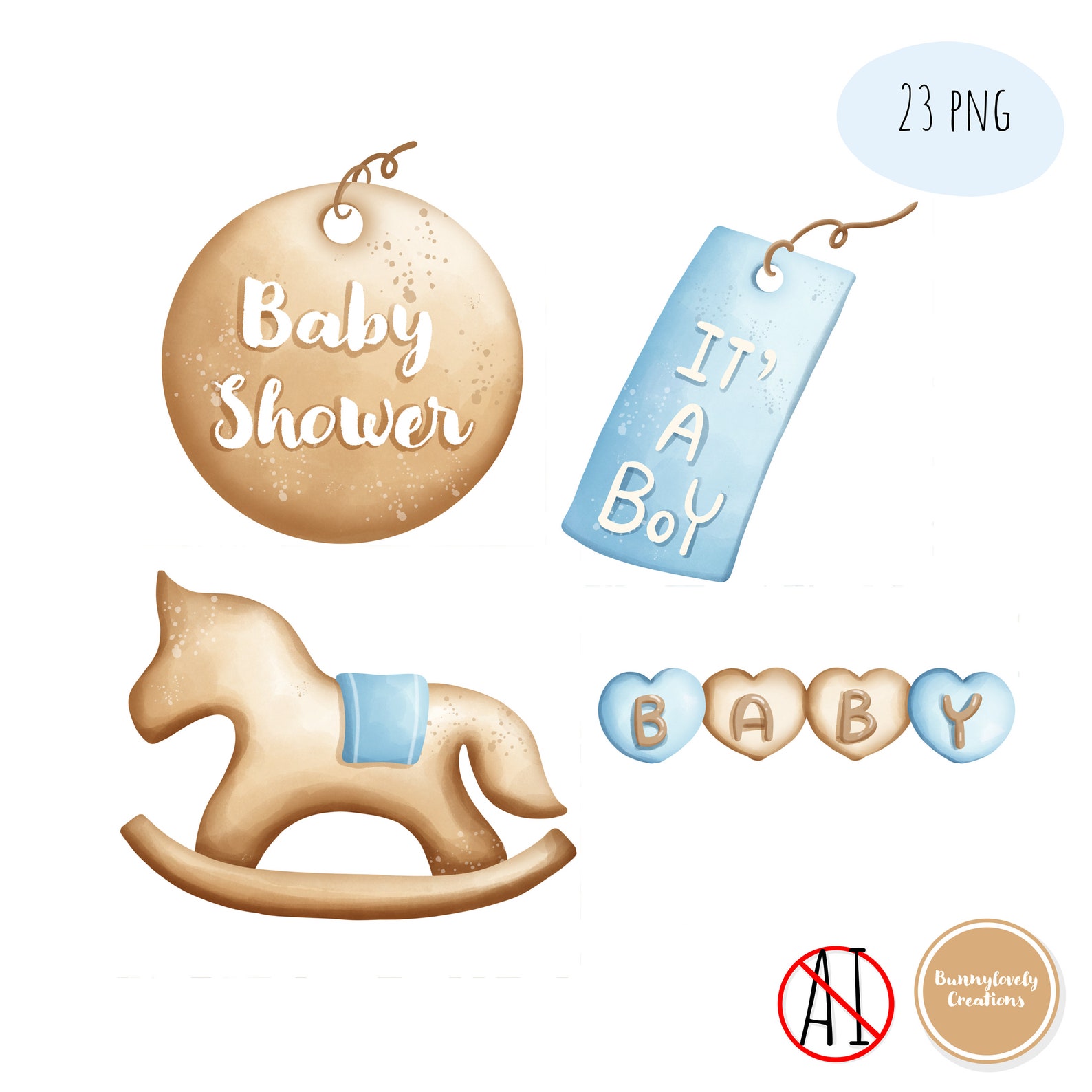 Teddy Bear Baby Boy Clipart: Baby Shower Nursery Decor (PNG Digital ...