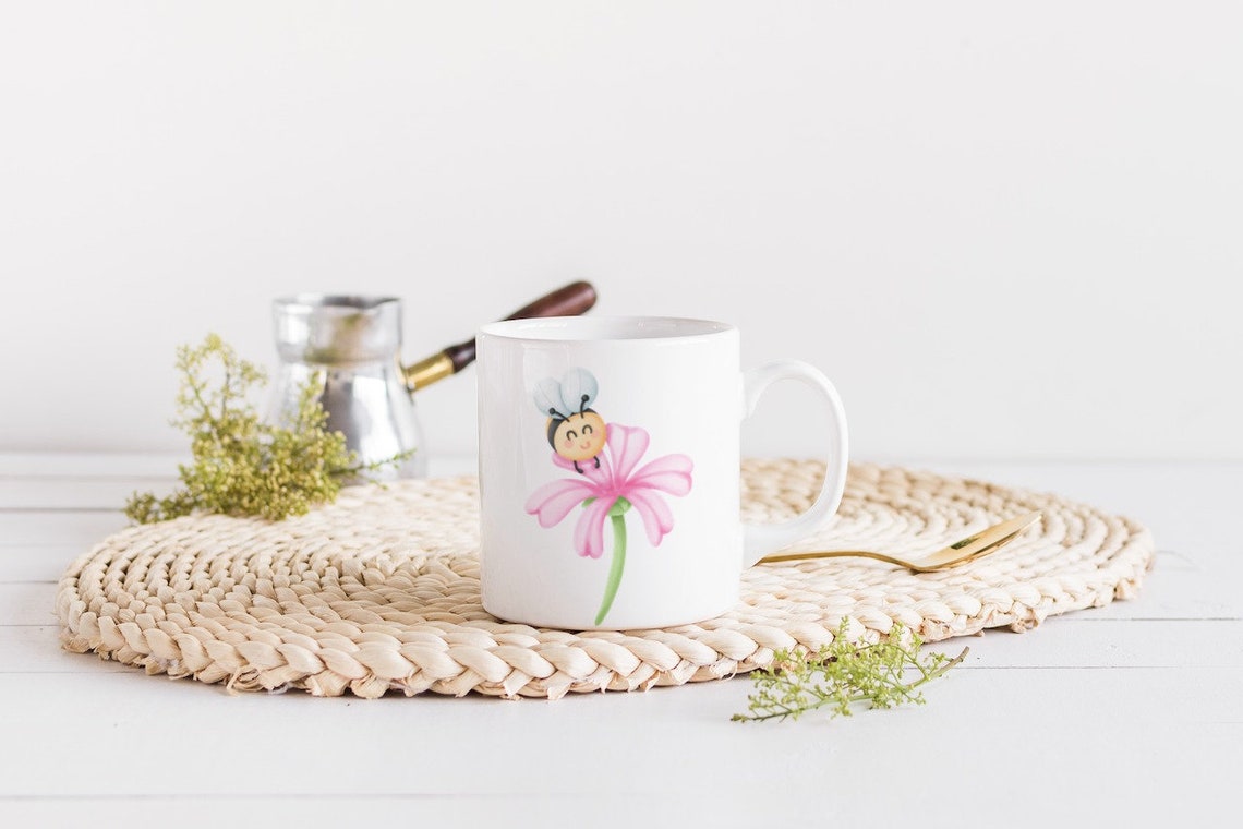 Valentine Bee Clipart, Little Bee Clipart, Flower Clipart, Honey Bee ...