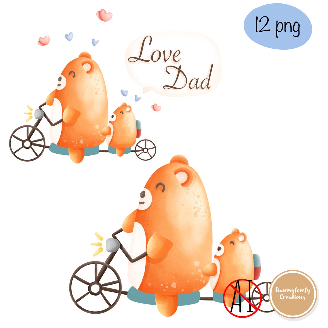 Father's Day Bear Clipart: PNG Graphics (digital Download) - Etsy