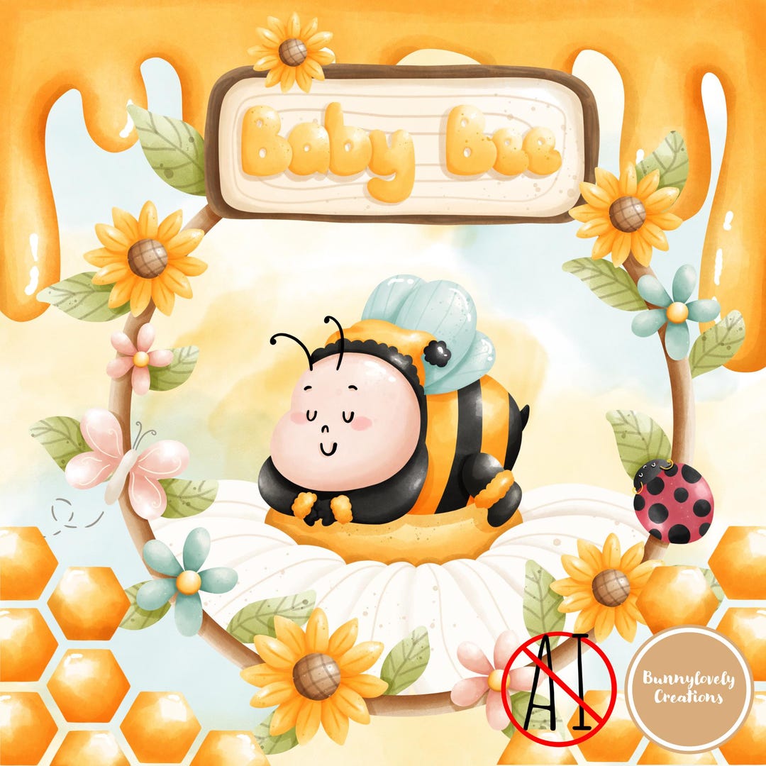 Baby Bee Clipart Set: Bumblebee, Honeycomb, Sunflower (PNG Download) - Etsy