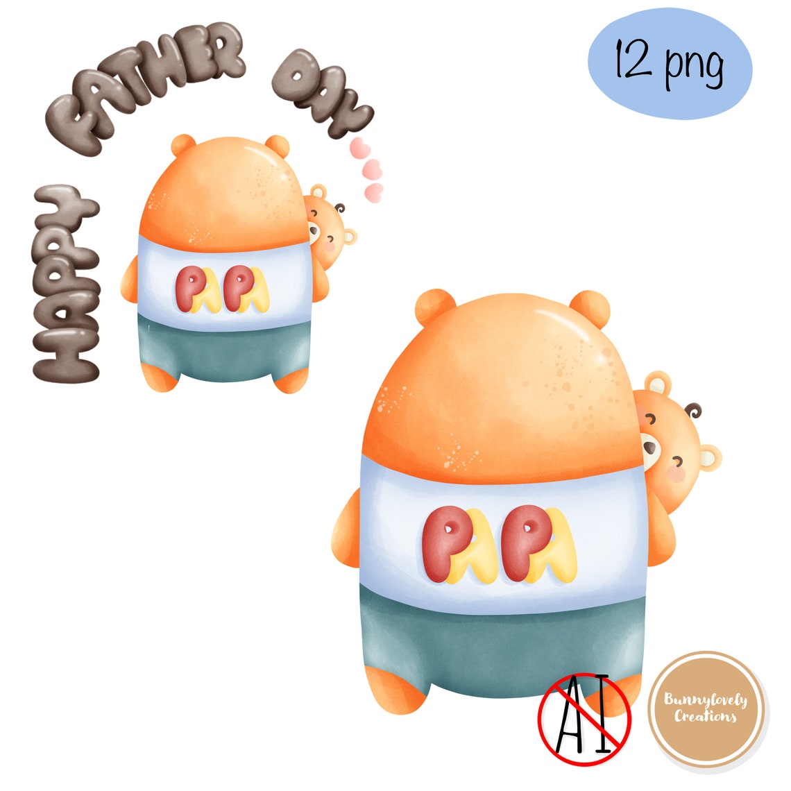 Father's Day Bear Clipart: PNG Graphics (digital Download) - Etsy