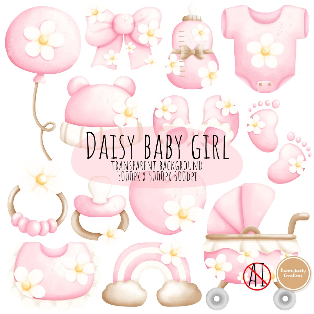Set of Baby Girl Baby Shower, Baby Girl Baby Shower Clipart, Baby Girl ...