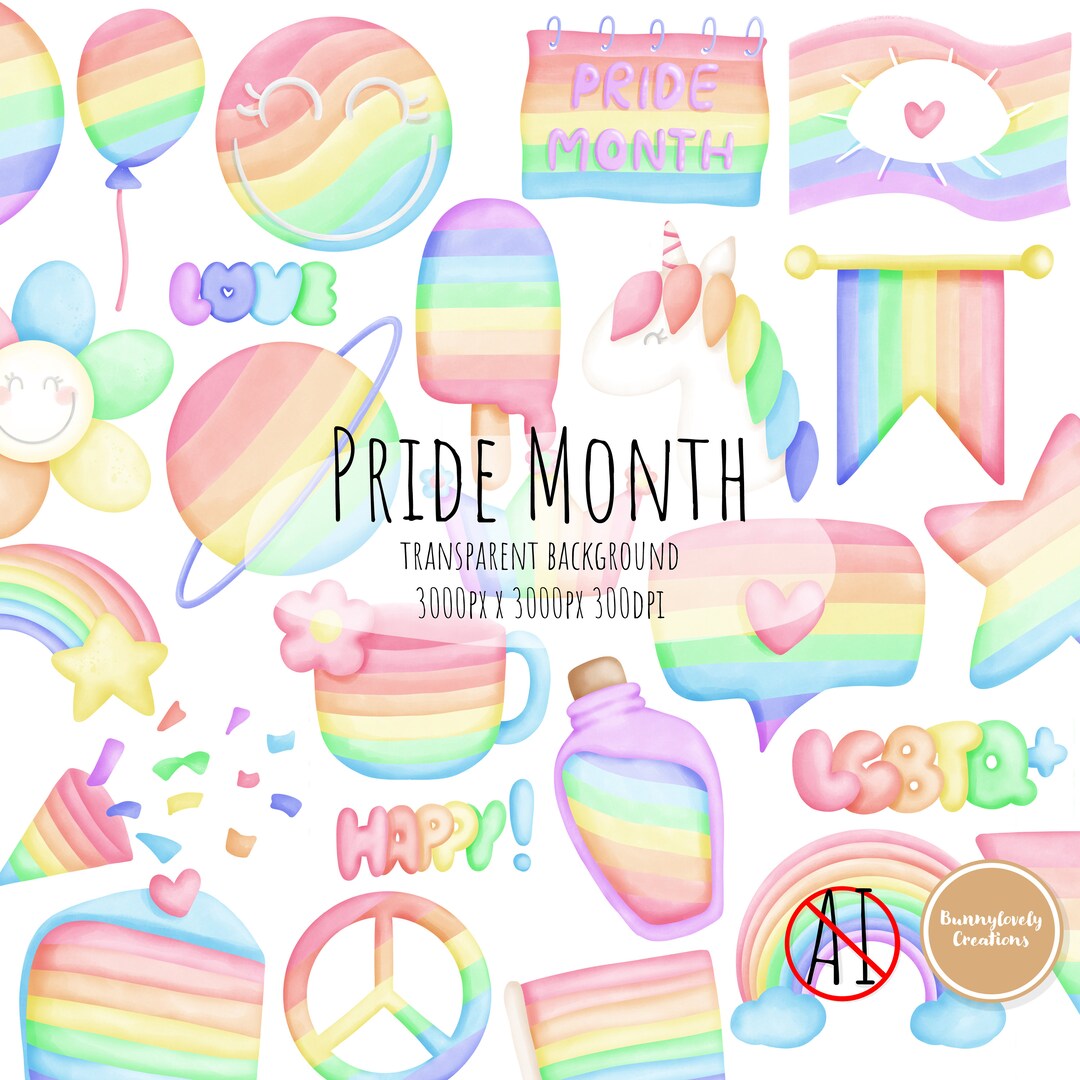 Pride Month Clipart, LGBTQ Pride Rainbow Clipart, Pride Digital ...